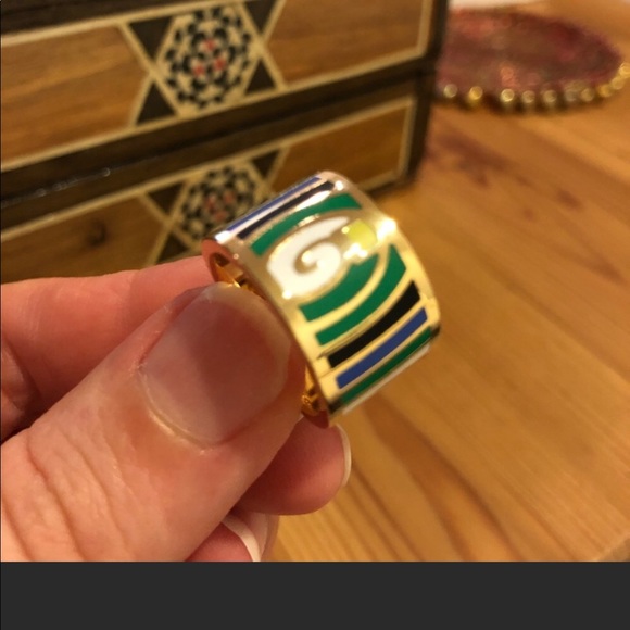 Jewelry | Hp Stainless Steel Gold Enamel Ceramic Ring | Poshmark